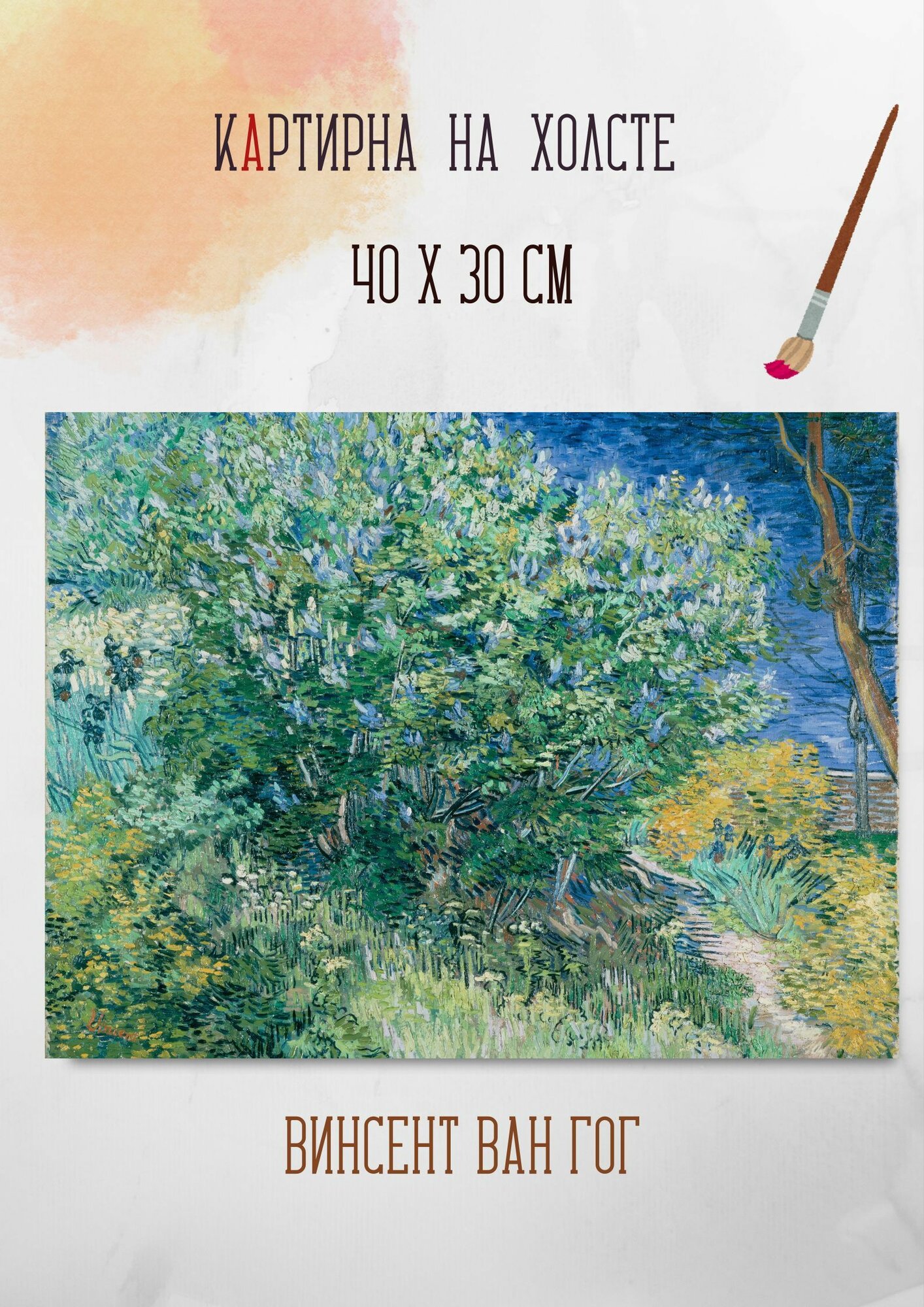 Винсент Ван Гог "Куст сирени". Картина на холсте 30х40 см репродукция