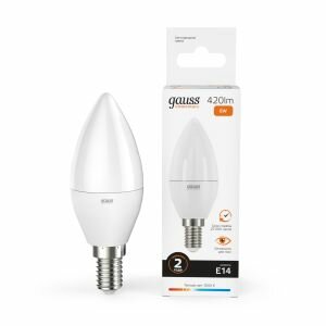 Лампа светодиодная Gauss Elementary, 6 Вт, E14, 3000K, 420 Лм, свеча