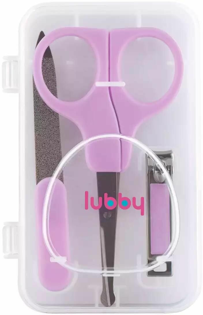Детский маникюрный набор Lubby ножницы, щипчики, пилка, с рождения
