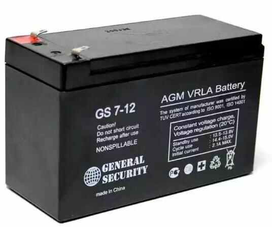 Аккумулятор КНР "General Security", 12 В, 7 Ач