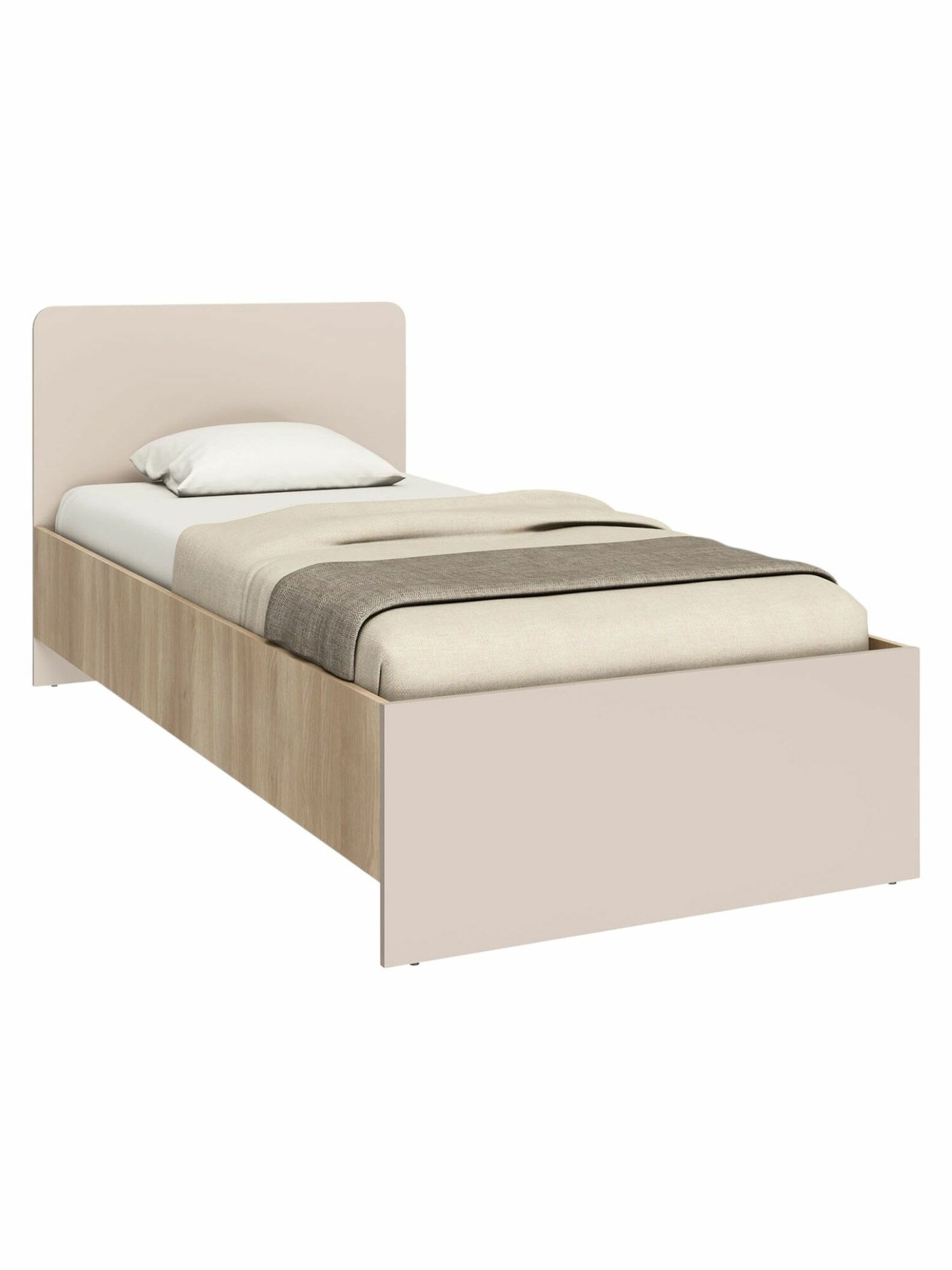 Детская односпальная кровать Аркана 90х200 см, деревянная, с основанием настил, Серый кашемир / Акация