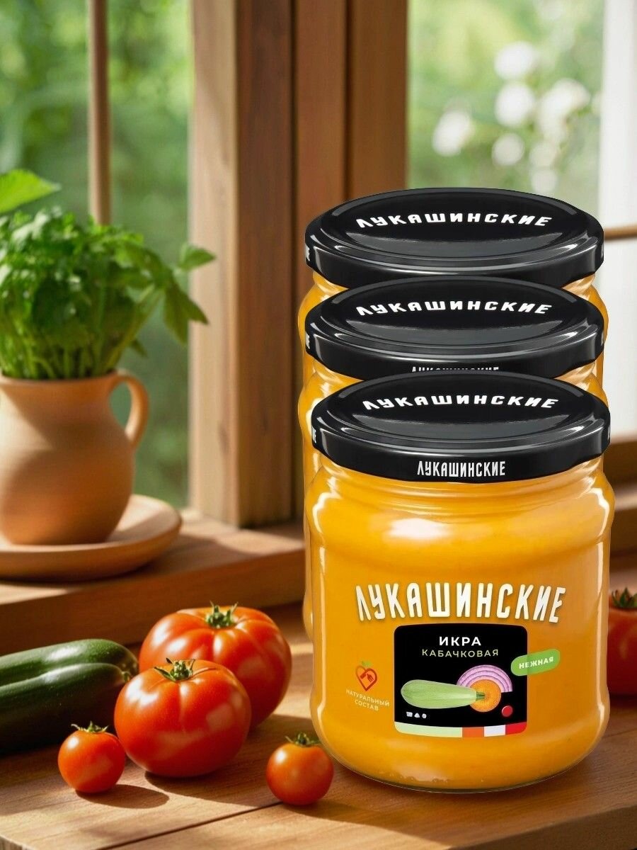 Икра "Лукашинские" кабачковая Нежная 460 г (Набор из 3 шт)