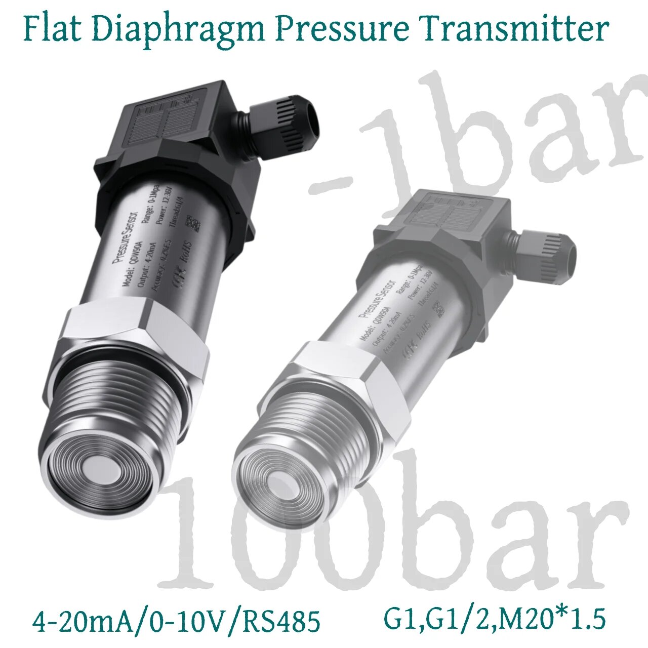 Датчик давления плоская диафрагма RS485 0-10bar, RS485 G1-2