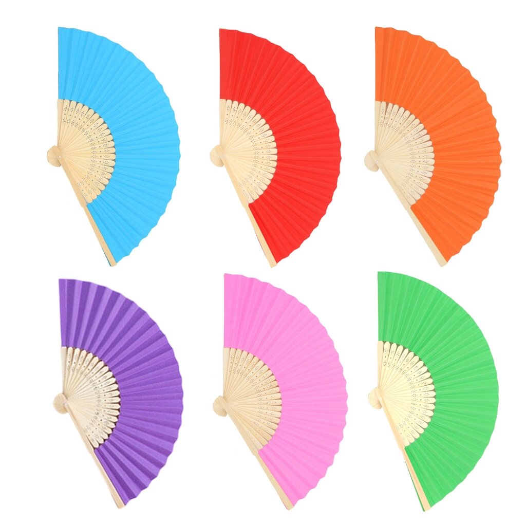 6 штук из 6 штук комбинированного набора женских складных ручных вееров-цветной складной веер
