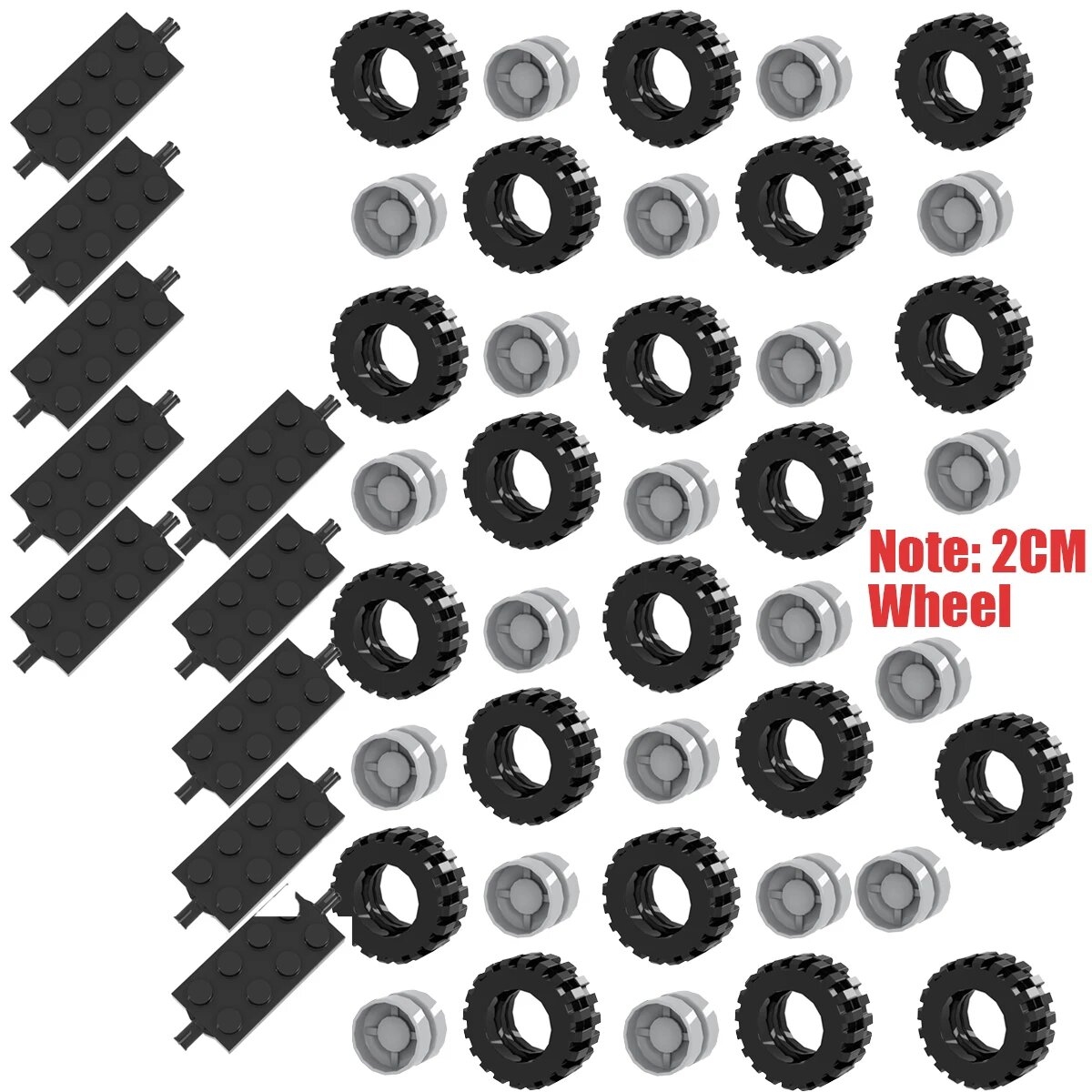 Черные строительные блоки MOC, 2CM Wheel Set