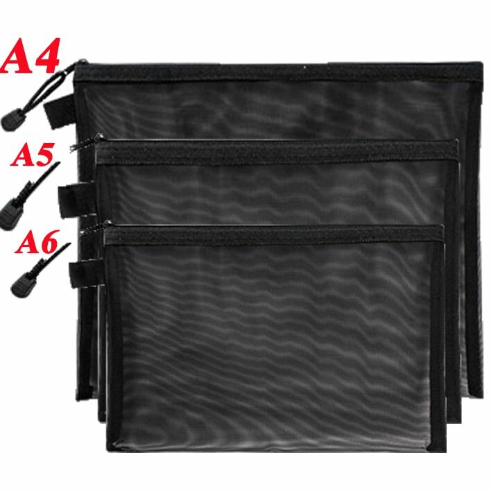 Пенал, Прозрачная нейлоновая сетчатая сумка для документов, A4-A5-A6