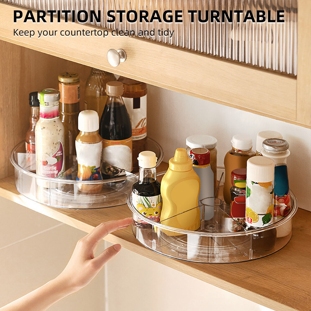 Прозрачный поворотный стол для хранения, съемные перегородки