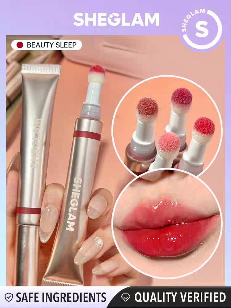 Sheglam Губной блеск с спонжевым наконечником, Жидкий нектар для губ Питательный увлажняющий морской, глазурь для губ