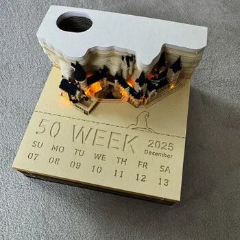 2025 Персонализированный 3D календарь, светящийся, замок Гарри Поттера, с акриловой коробкой