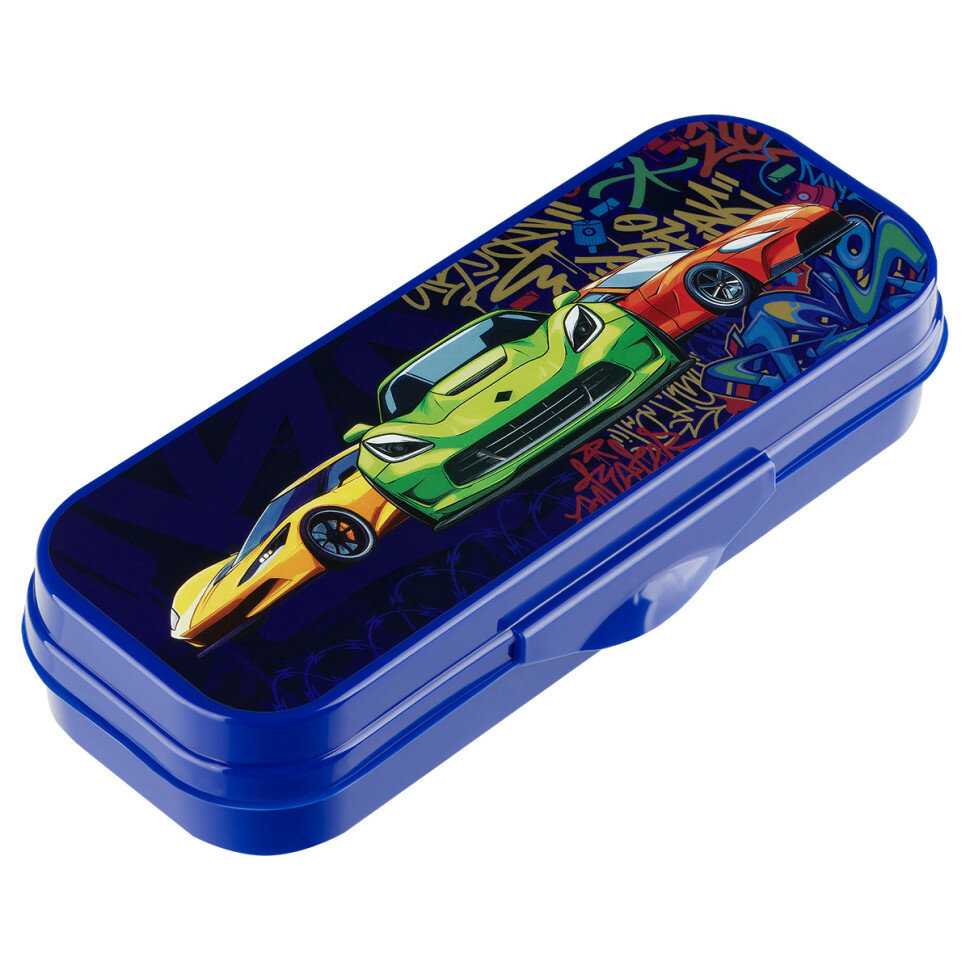 Пенал-футляр, 215*90*43 СТАММ "Машинки", темно-синий, 379944