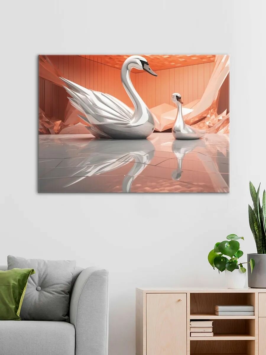 Картина на стену "Лебеди", 40х30 см