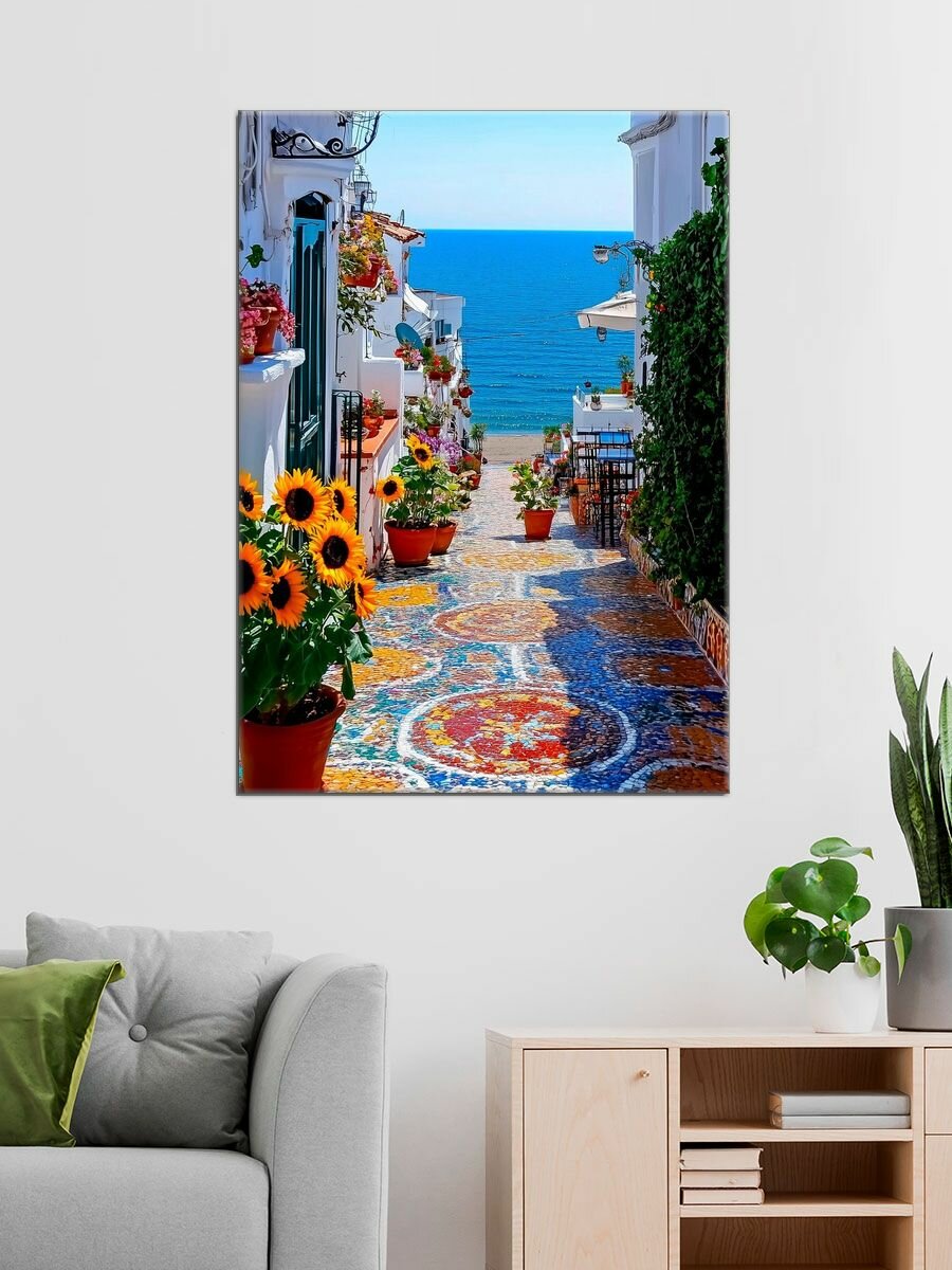 Картина на стену "Море Санторини", 50х70 см