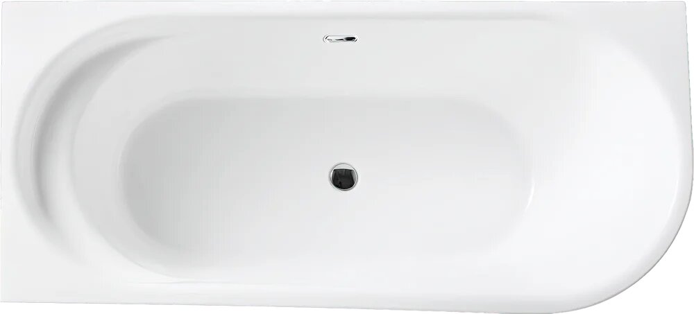 Акриловая ванна BelBagno BB410-1700-780-L без опоры 170x78, левая, пристенная, белая, глянцевая, со сливом-переливом, прямоугольная