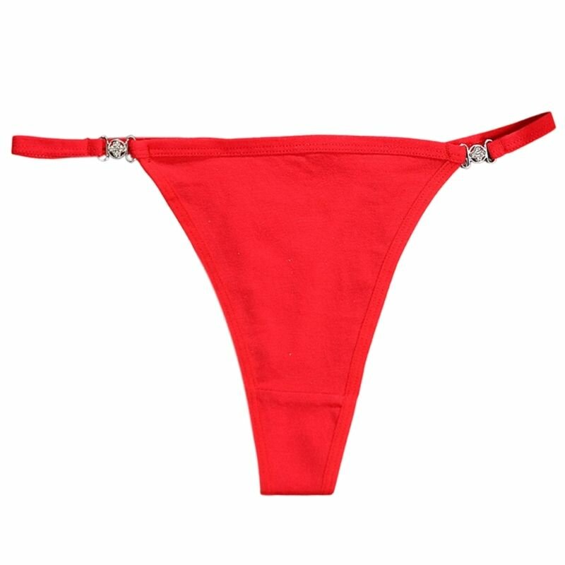 Стринги с блестками для женщин низкие с камнями, красный - S