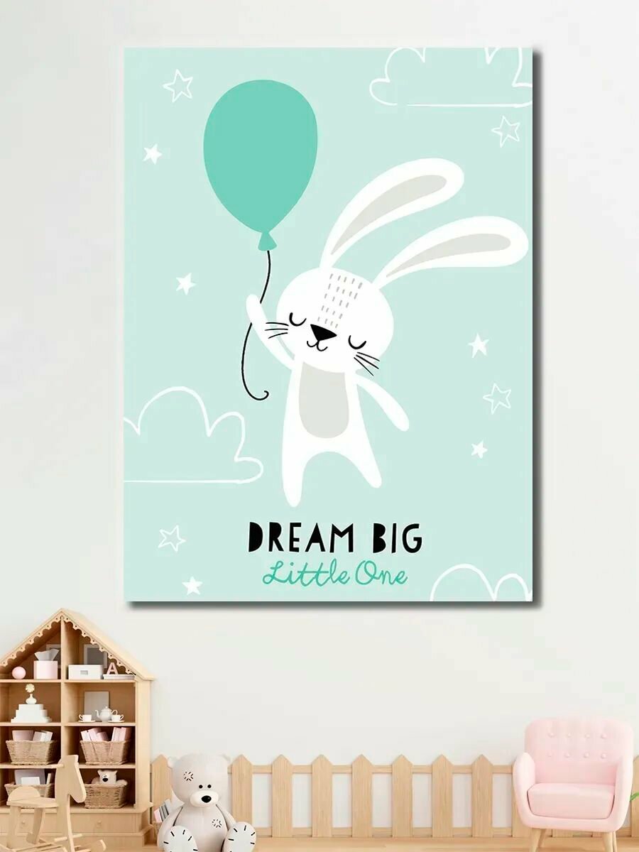 Картина "Зайчик на шарике", галерейная 30х40см 1шт.