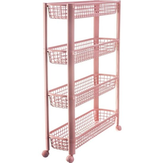 Полка узкая на колёсах Idea (4 секции) М 2719 Чайная роза