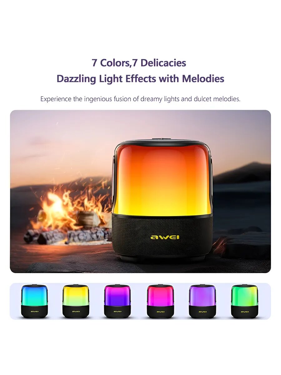 Портативная колонка Awei "Y-680", IPX5, RGB-подсветка, 5-6 часов автономной работы — фото 1