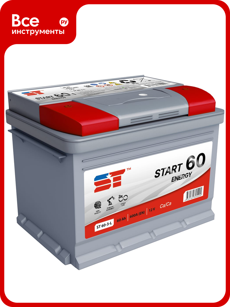 АКБ ST 60 А/ч прямая полярность кальциевая технология для легковых и грузовых авто, конструкция, стандартные клеммы