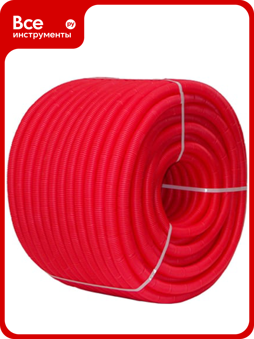 Гофра Uni-Fitt 28 мм, красная для труб 20 мм, 50, гофрированная труба из ПНД для бытовых, гибкая, устойчивая