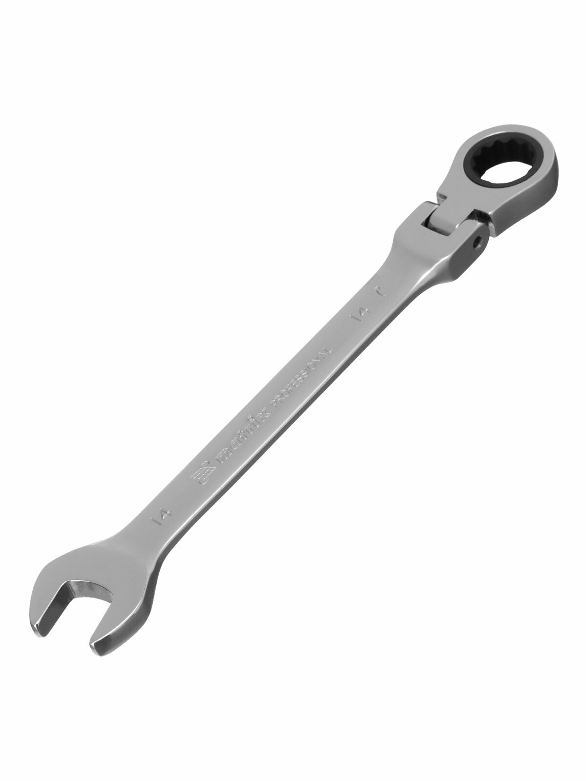 Ключ комбинированный трещоточный Matrix 14мм, CrV, шарнирный, зерк. хром 14866