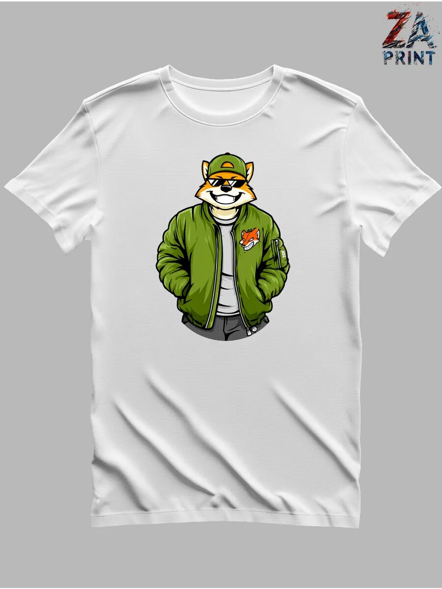 Футболка модный лис куртка
