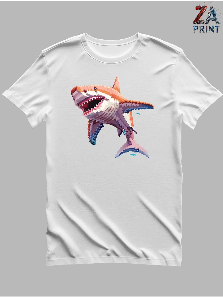 Футболка 8 бит акула