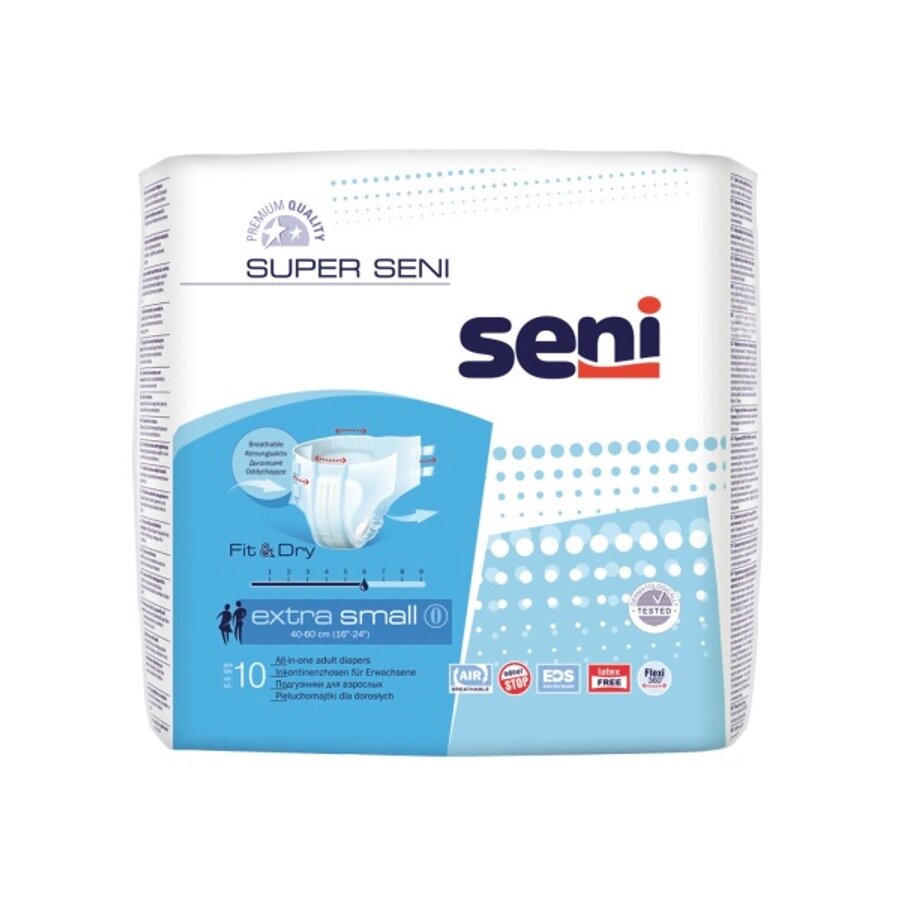 Подгузники для взрослых Super Seni Extra Small (№0), объем талии 40-60 см, 10 шт.