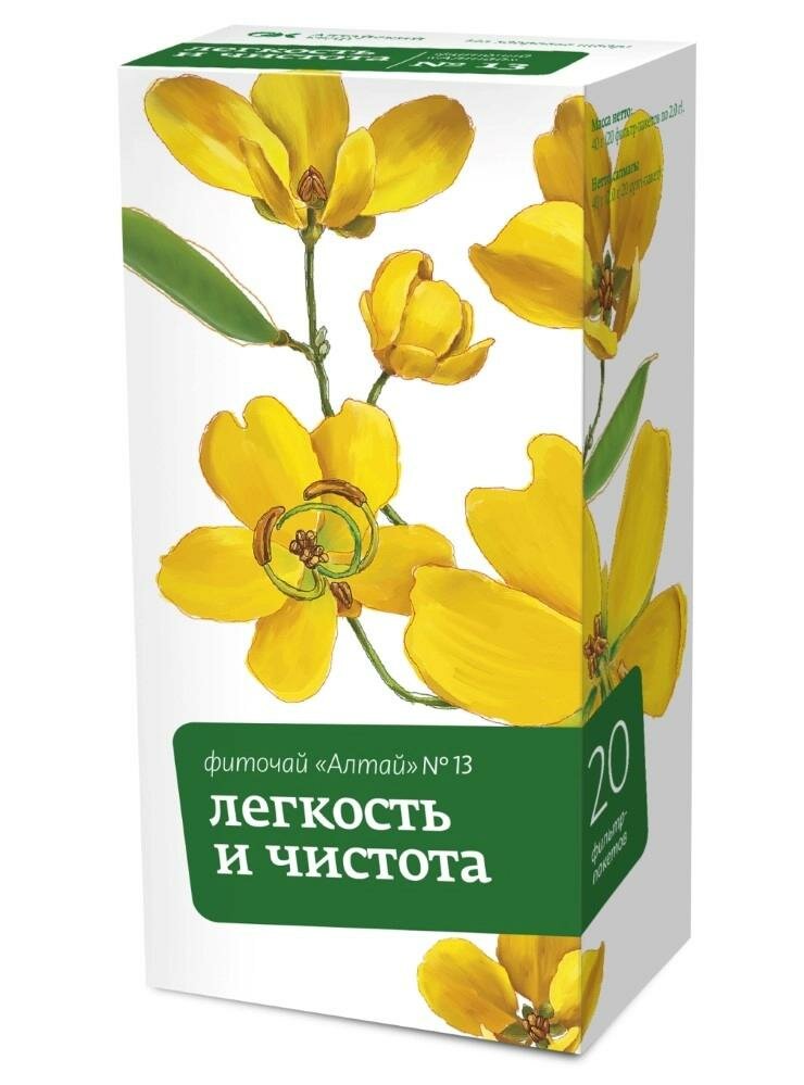 Чайный напиток Алтайский кедр "Алтай", №13, Легкость и чистота, 20 пакетиков