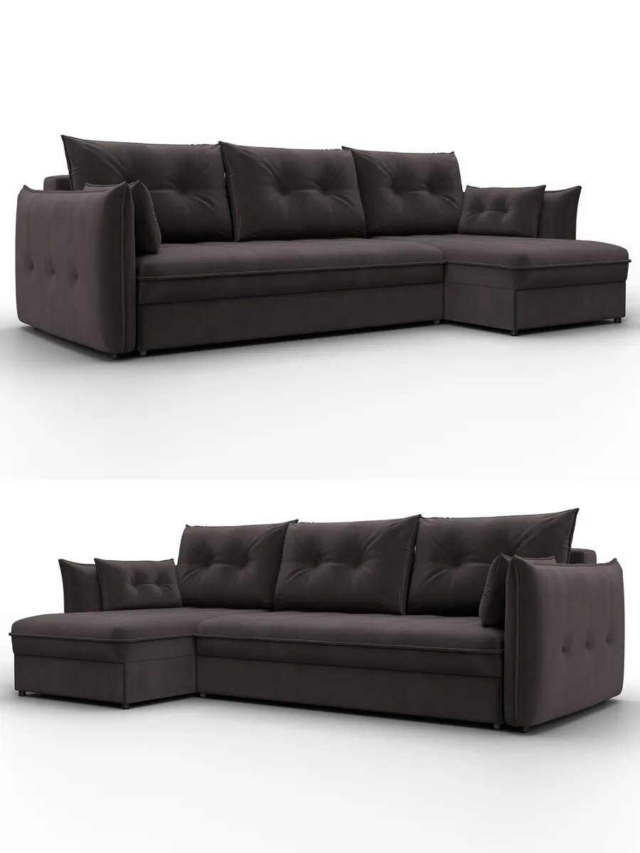 Диван угловой Стайл, 270x94x163 см, угол универсальный, с ящиком для белья, велюр