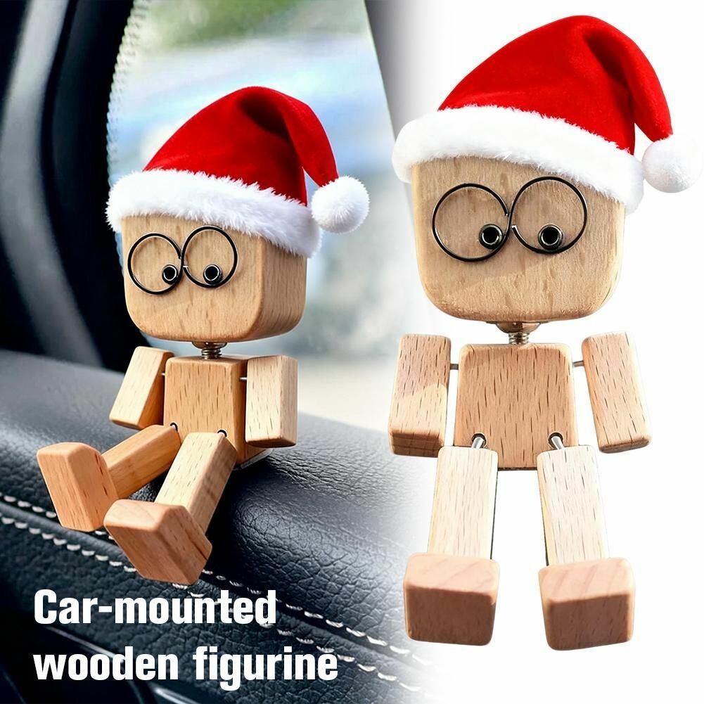 Деревянная фигурка для автомобильного декора, подвижный человечек качающий ногой