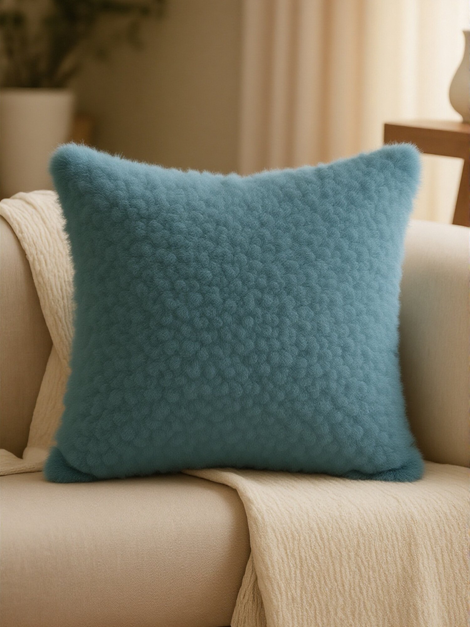 Наволочка декоративная «Этель» Boucle, 43×43 см, синяя