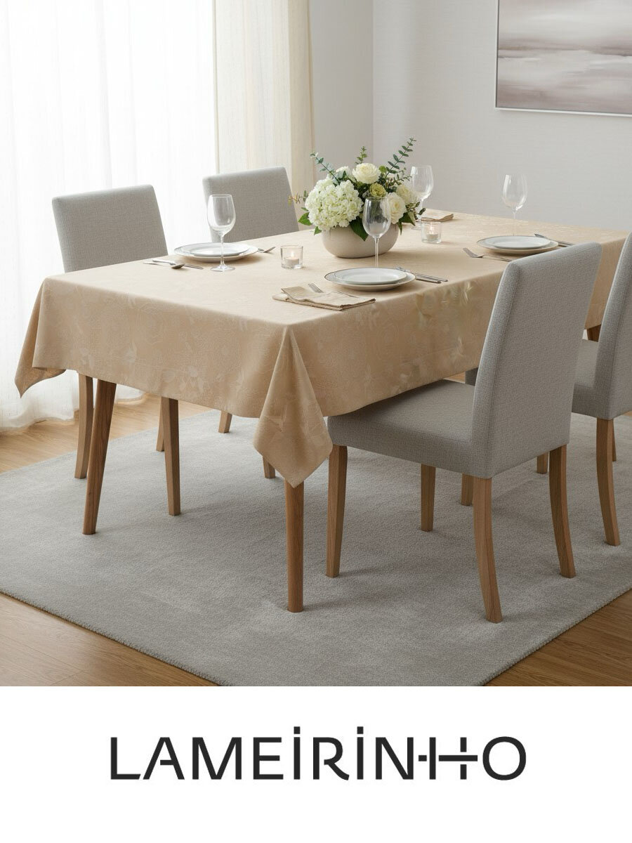 Скатерть прямоугольная Lameirinho 170x310 см, хлопок/полиэстер, бежевая