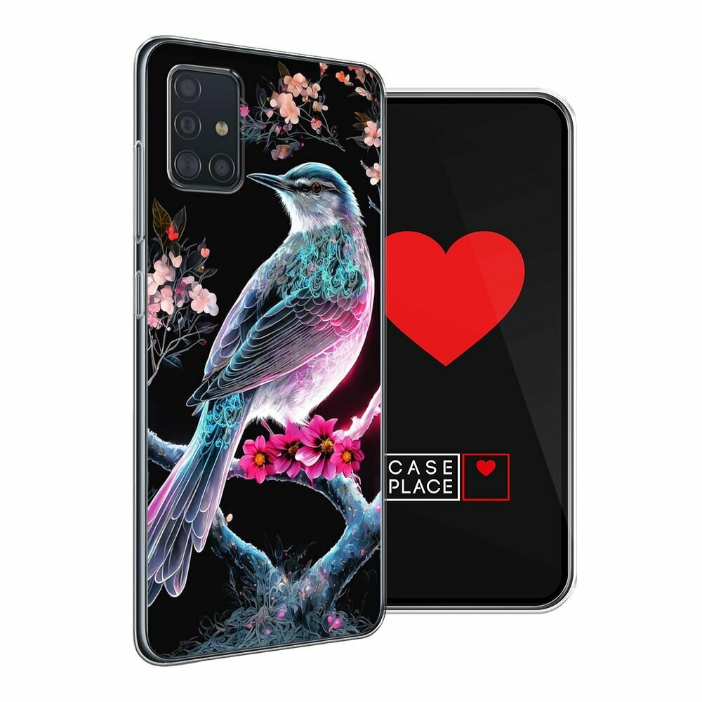 Чехол на Samsung Galaxy A51 / Самсунг Гэлакси А51 с принтом "Птица на цветущем дереве" — фото 1