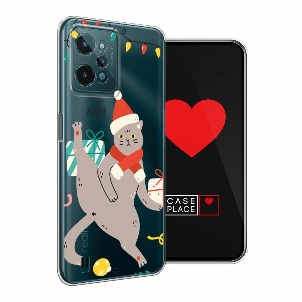Чехол на Realme C31 / Реалми C31 с принтом Новогоднее хоба, прозрачный — фото 1