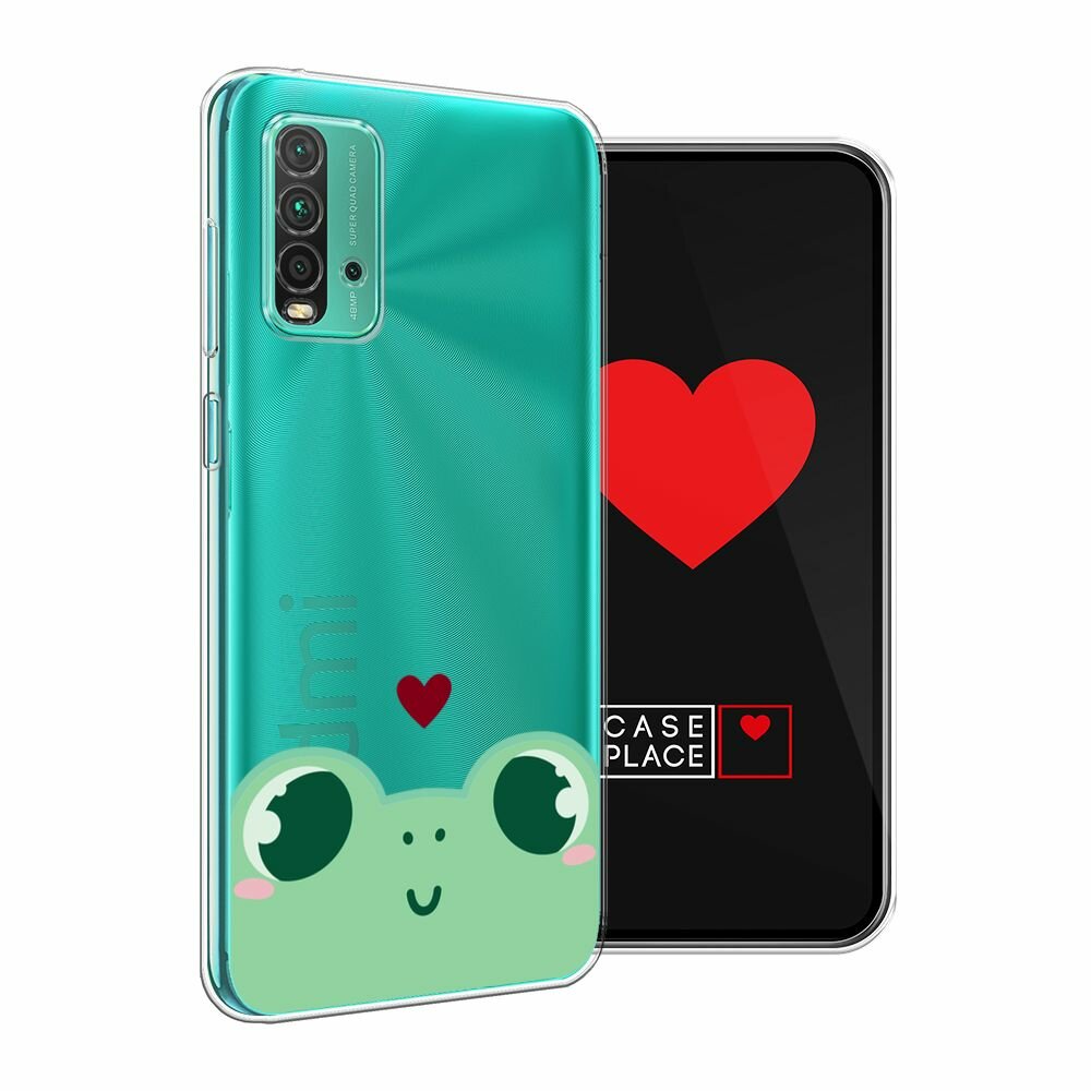 Чехол на Xiaomi Redmi 9T / Сяоми Редми 9Т с принтом "Влюблённая лягушка - 14 февраля", прозрачный — фото 1
