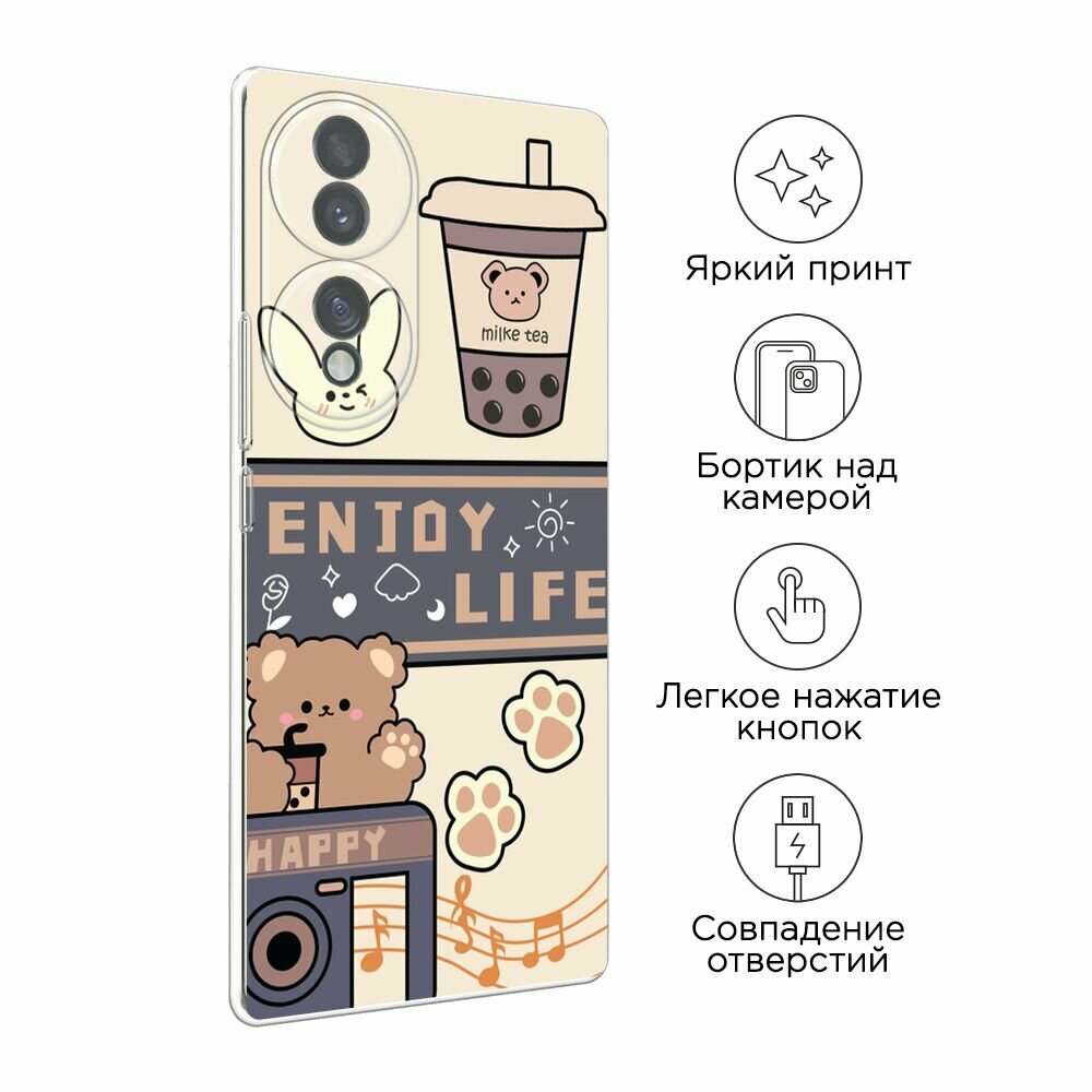 Силиконовый чехол на Honor 70 / Хонор 70 с принтом "Enjoy life 1" — фото 1