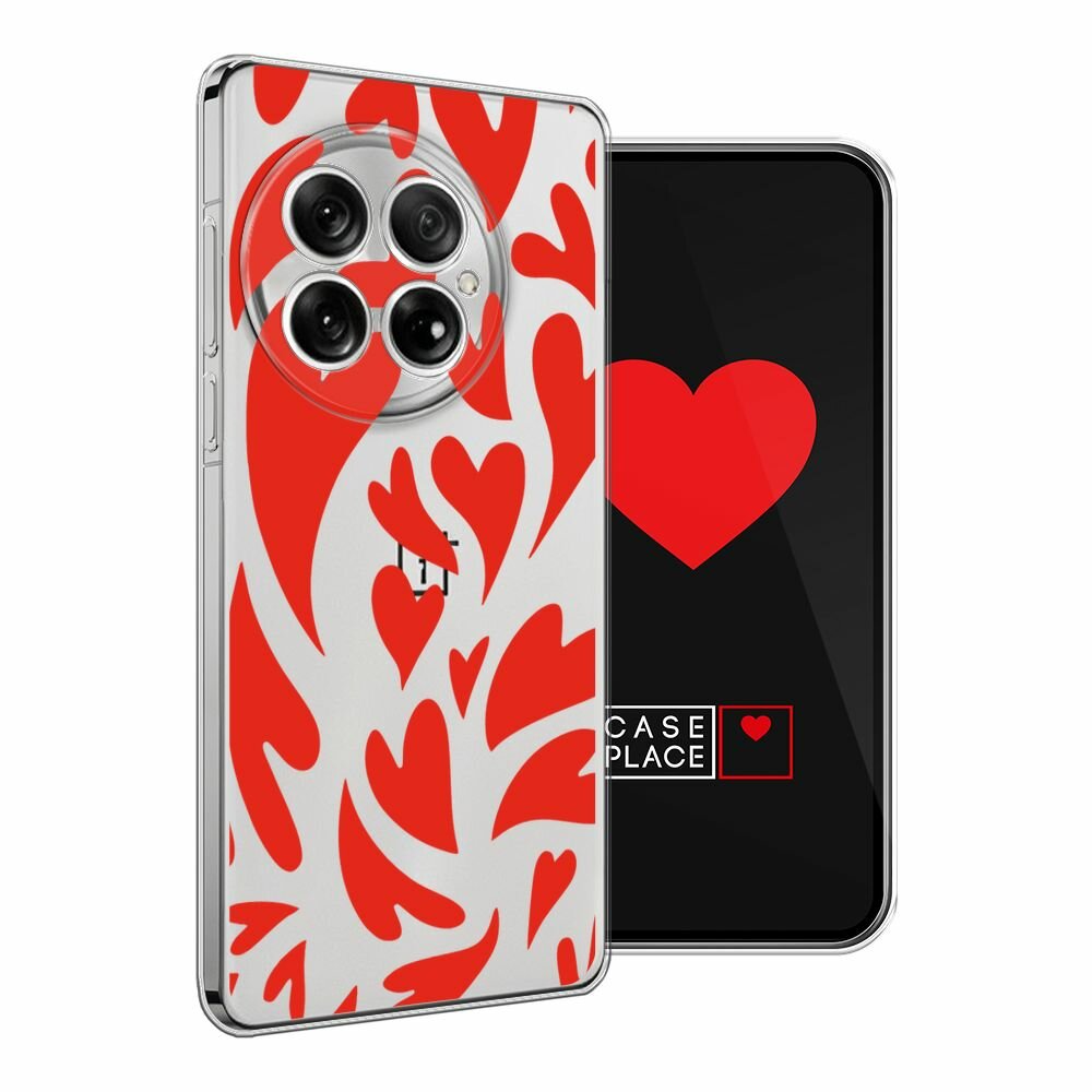 Чехол на OnePlus 13 / Ван Плас 13 с принтом "Crazy hearts 2 - 14 февраля", прозрачный — фото 1