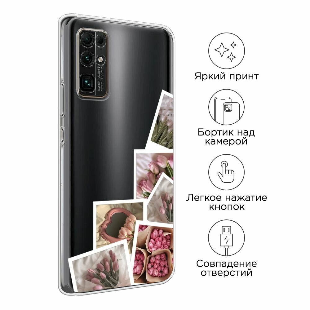 Чехол на Honor 30 / Хонор 30 с принтом "Весенние фото - 8 марта", прозрачный — фото 1