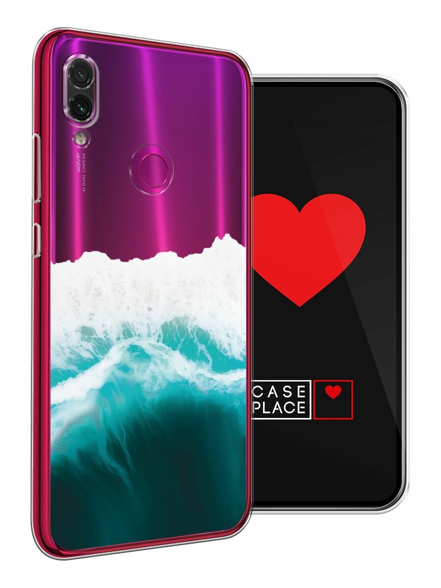 Чехол на Xiaomi Redmi Note 7 / Сяоми Редми Нот 7 с принтом "Большая волна", прозрачный — фото 1