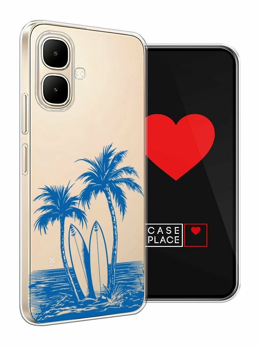 Чехол на Infinix Smart 10 / Инфиникс Смарт 10 с принтом "Сёрфинг на островах 1", прозрачный — фото 1