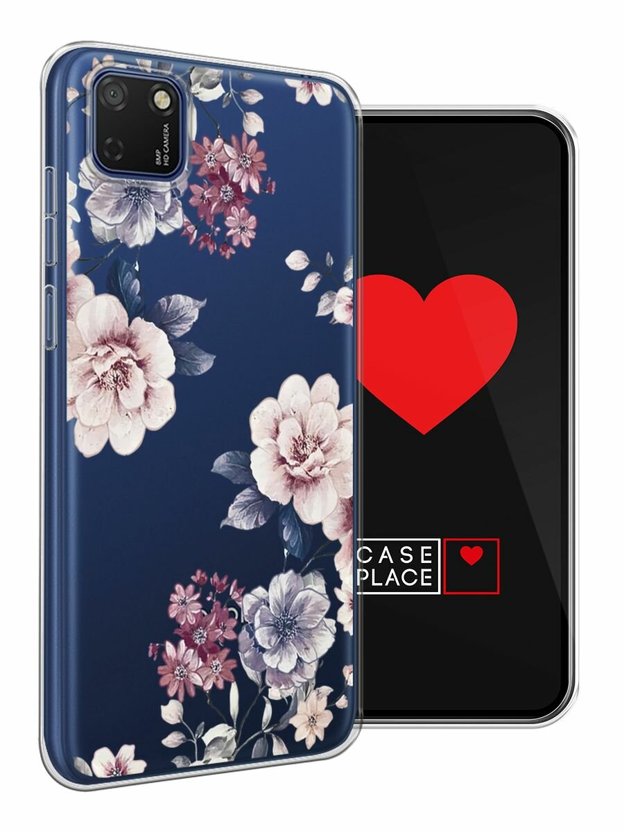 Чехол на Honor 9S/Huawei Y5p / Хонор 9S/Хуавей Y5p с принтом "Нежные винтажные цветы", прозрачный — фото 1
