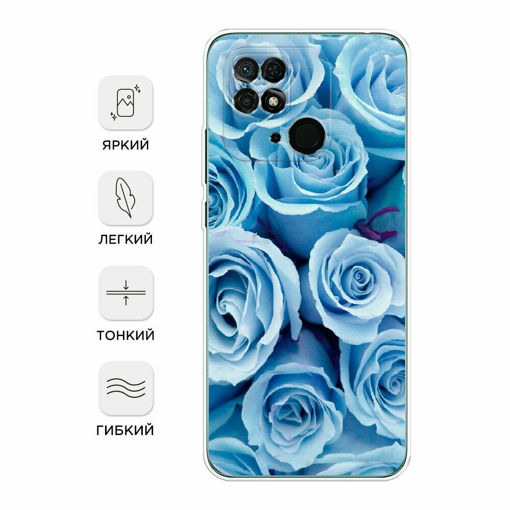 Чехол на Xiaomi Redmi 10C / Сяоми Редми 10C с принтом Лазурные розы — фото 1