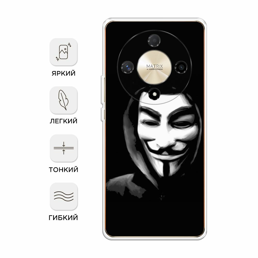 Силиконовый чехол на Honor X9b / Хонор X9B с принтом "Анонимус" — фото 1