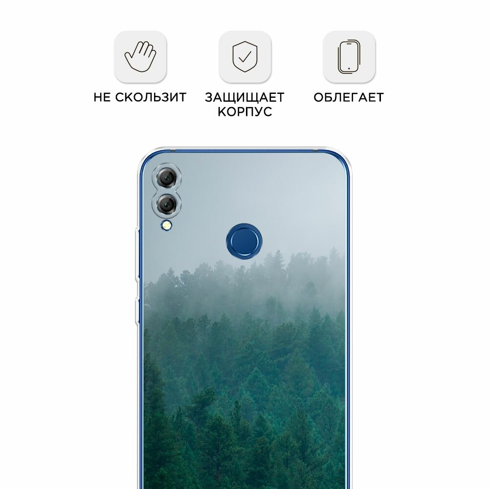 Силиконовый чехол на Honor 8X / Хонор 8Х с принтом "Лес в облаках" — фото 1