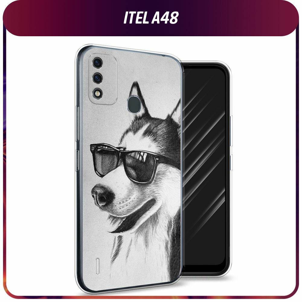 Силиконовый чехол на Itel A48 / Ител А48 с принтом "Крутой Хаске"