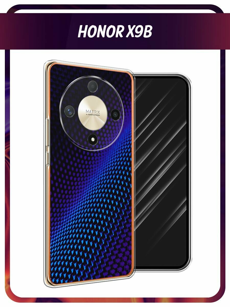 Силиконовый чехол на Honor X9b / Хонор X9B с принтом "Синий карбон"