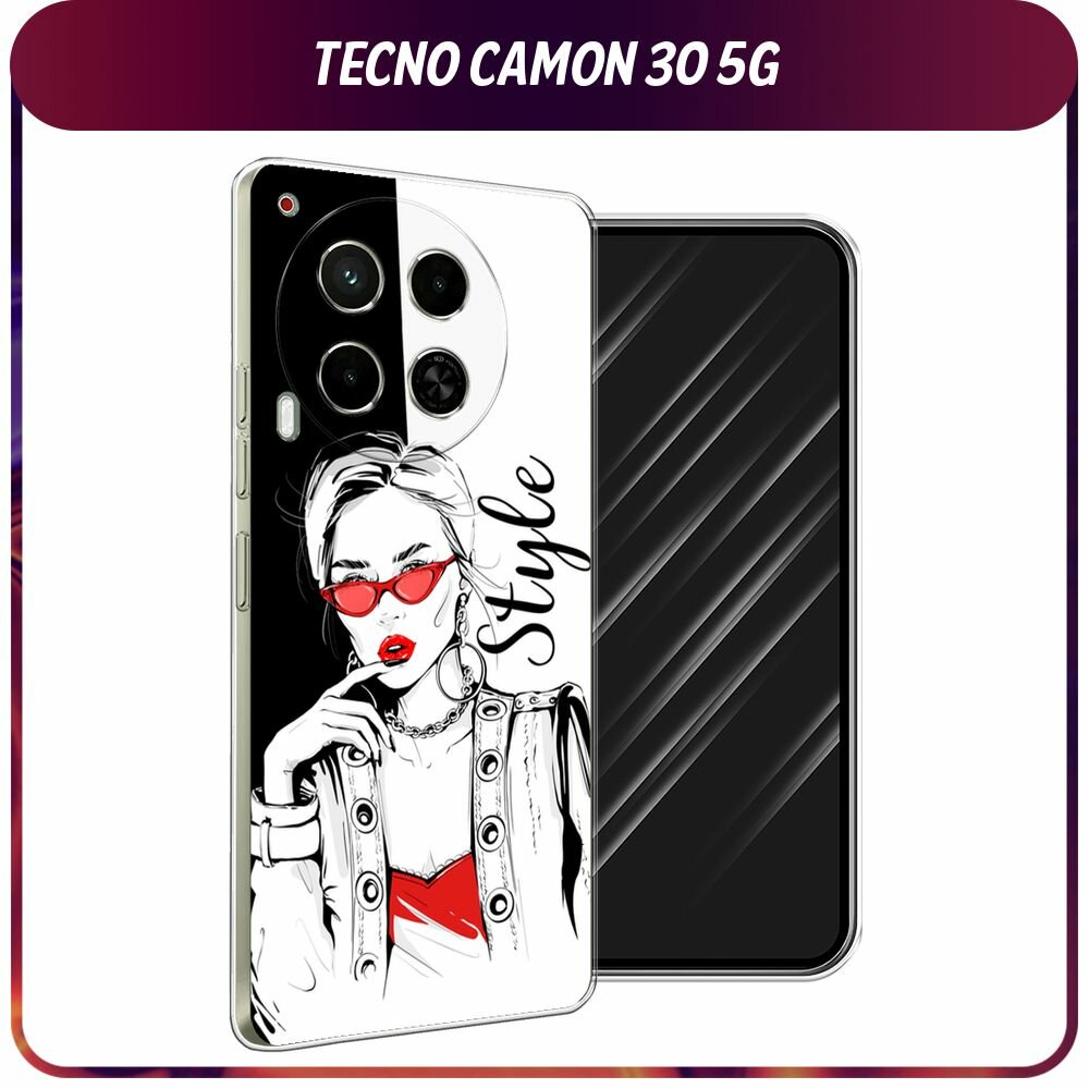 Чехол на Tecno Camon 30 5G / Текно Камон 30 5G с принтом Черно-белый стиль