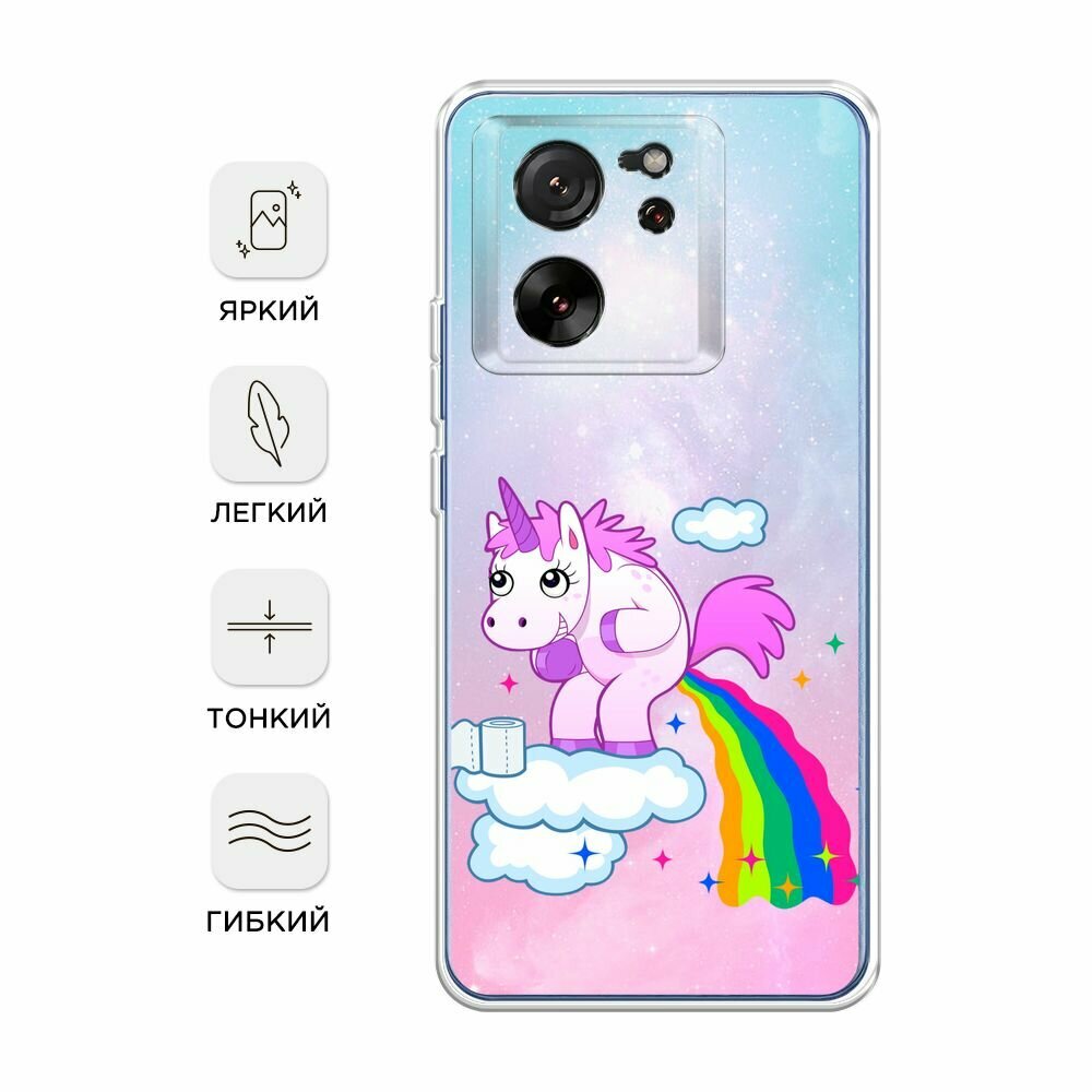 Силиконовый чехол на Xiaomi 13T / Сяоми 13T с принтом "Единорог какает" — фото 1