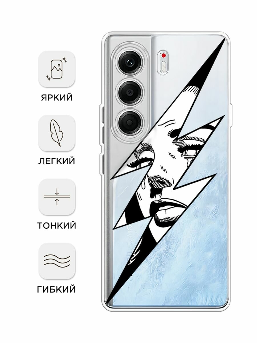 Чехол на Tecno Camon 40 Pro / Текно Камон 40 Про с принтом Лицо молния, прозрачный — фото 1