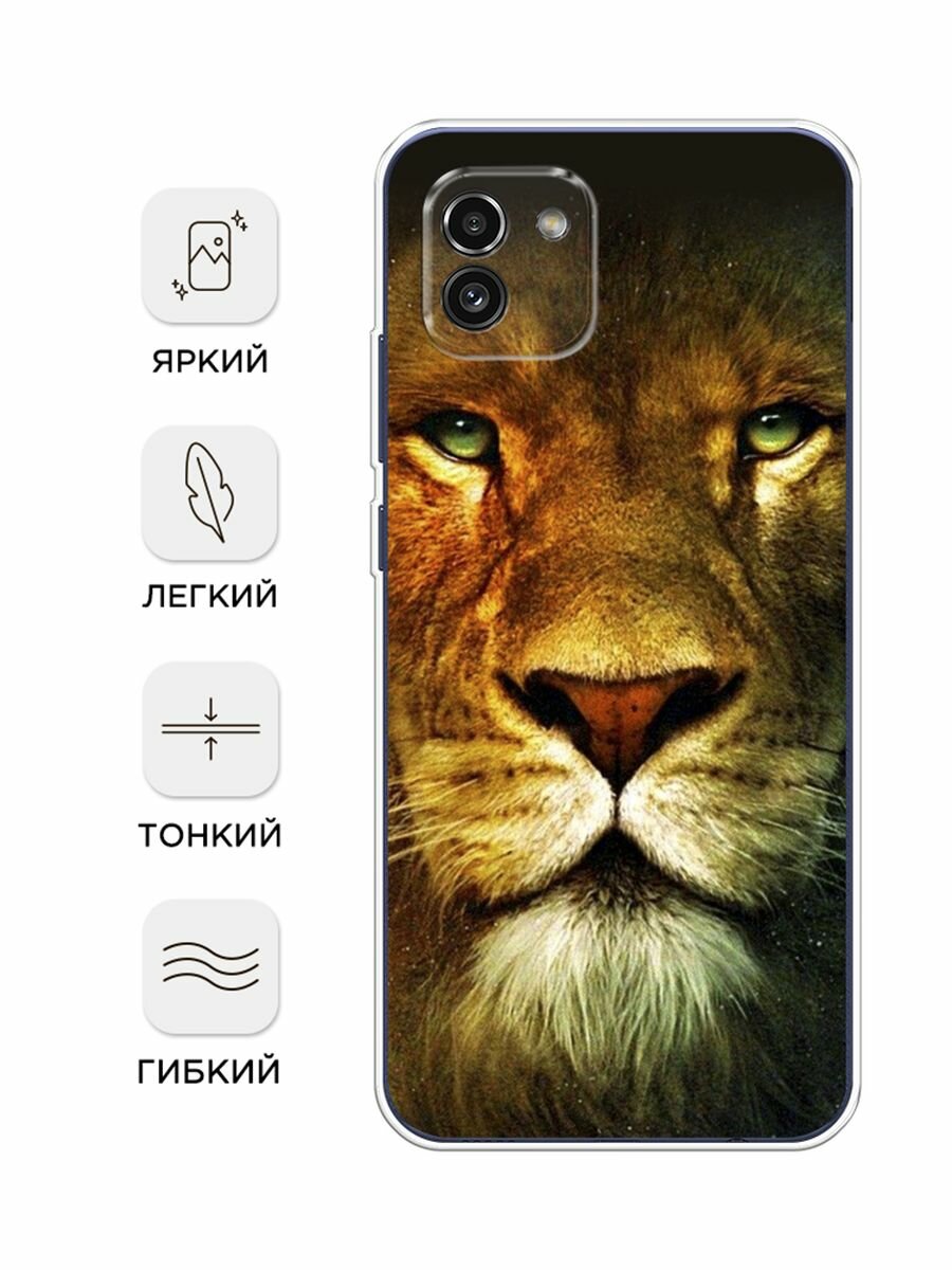 Чехол на Samsung Galaxy A03 / Самсунг Галакси А03 с принтом "Лев арт 8" — фото 1